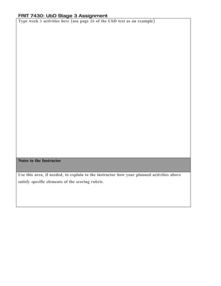 UbD stage 3 template | DOC