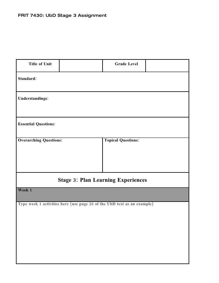 UbD stage 3 template