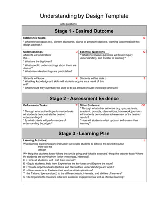Ubd Unit Plan Template