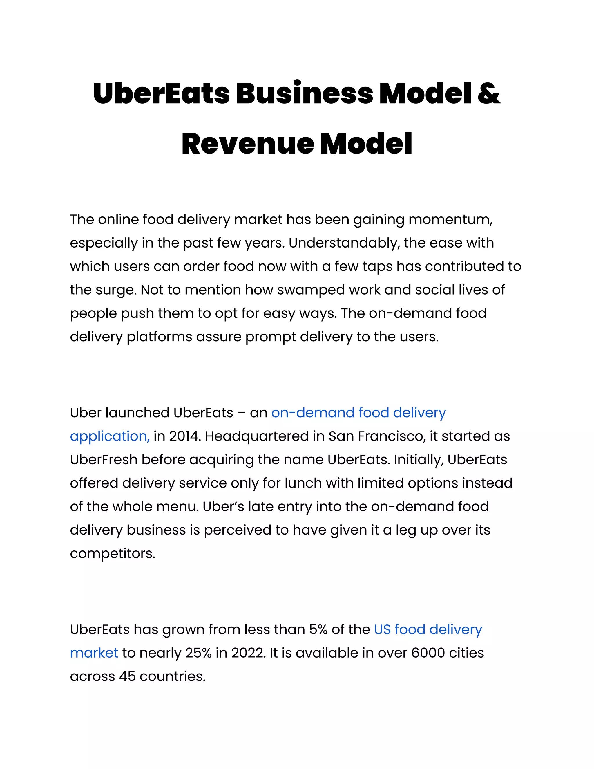 UberEats Business Model & Revenue Model | PDF