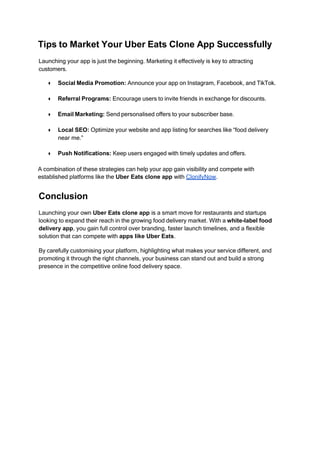 Complete Guide-Launch Your Own Uber Eats Clone App | PDF
