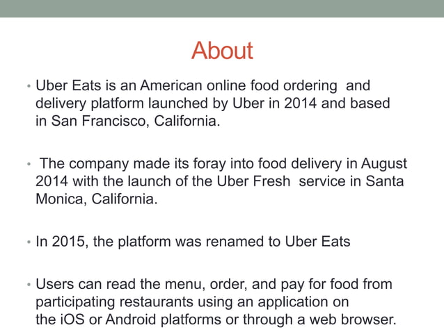 Uber eats ppt | PPTX | Food Industry | Industries