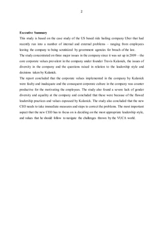 Uber leadership issues | DOCX