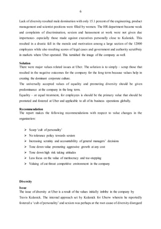 Uber leadership issues | DOCX