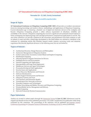 12th International Conference on Ubiquitous Computing (UBIC 2021) | PDF
