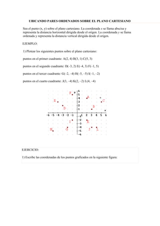 Ubicando Pares Ordenados Sobre El Plano Cartesiano | DOC