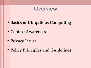 Ubiquitous Computing: Privacy Issues | PPT