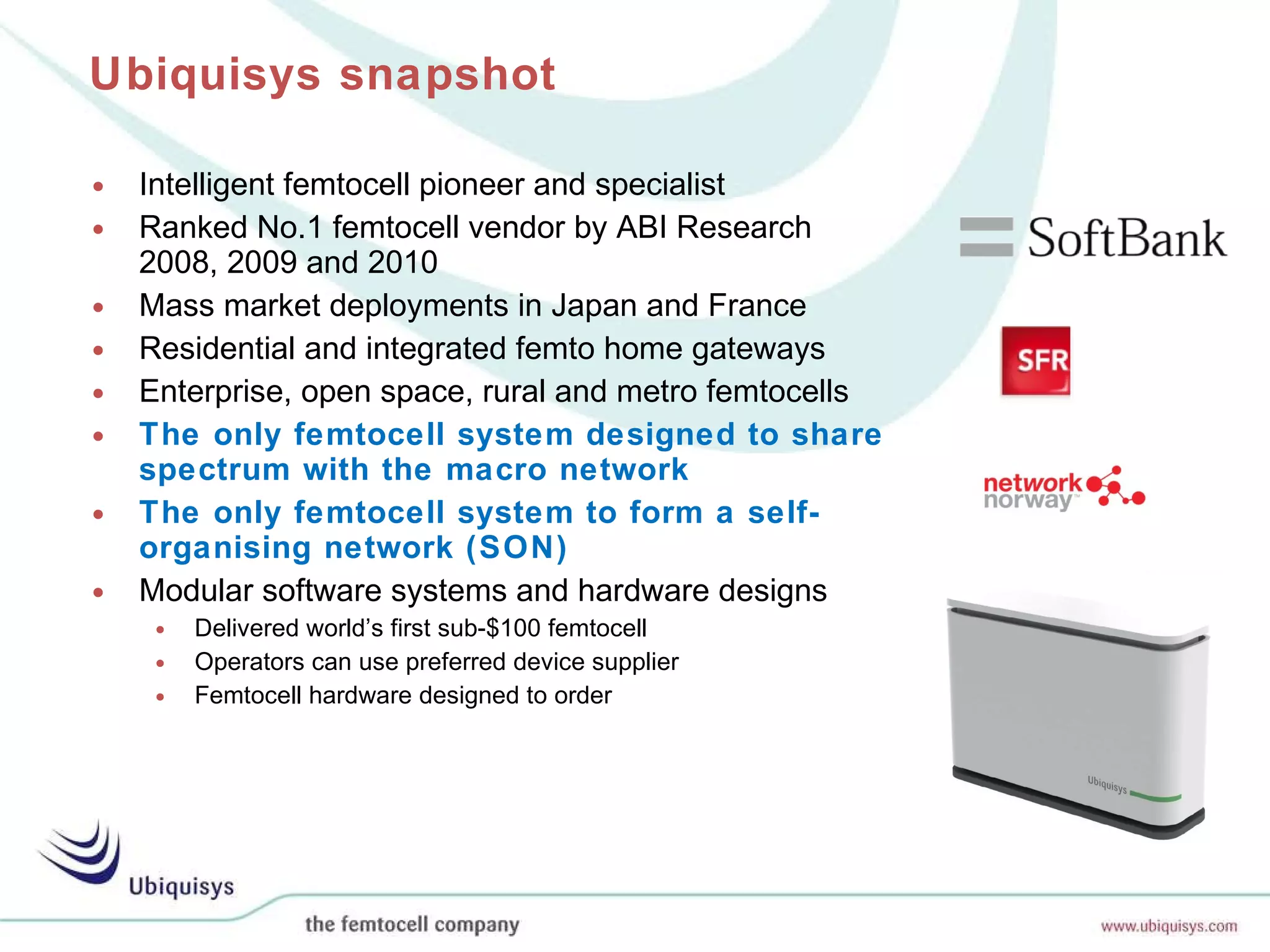 Intelligence: the Innovation Driving Femto-powered Small Cells | PPT
