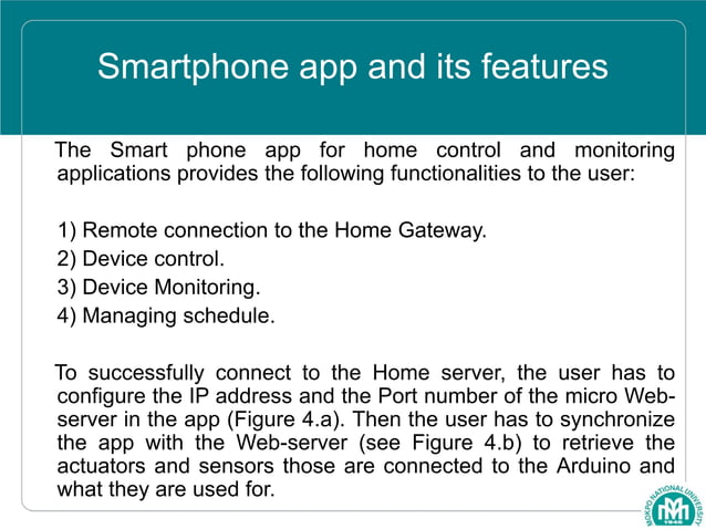 Ubiquitous home control and monitoring system using android based smart phone | PPT