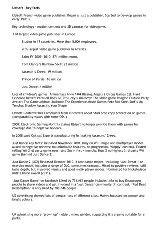 Ubisoft fact sheet | PDF