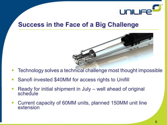 Unilife Corp ($UNIS) - Innovative Drug Delivery Device Solutions | PPT