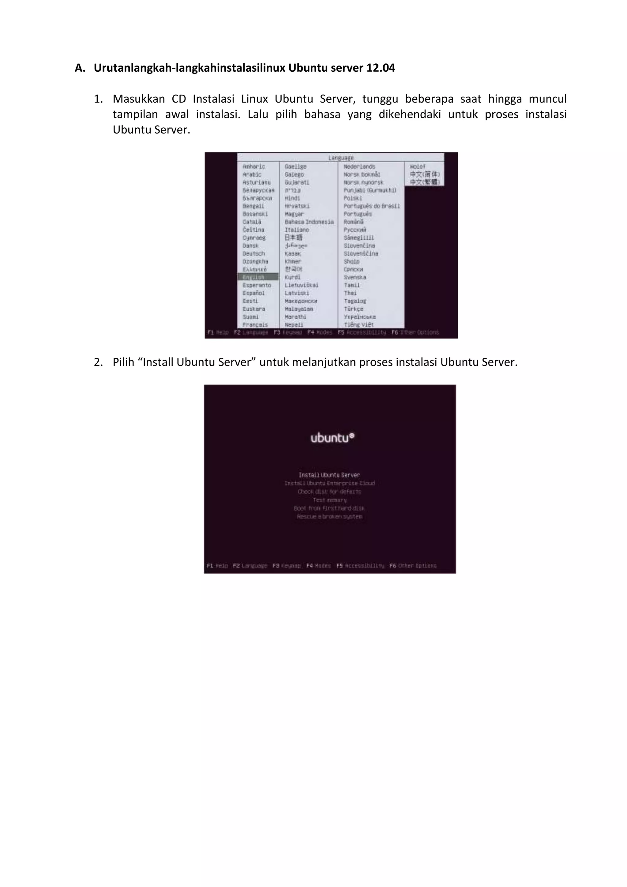 Tutorial instalasi ubuntu server 12.04, setting DNS server dan Web server | DOCX