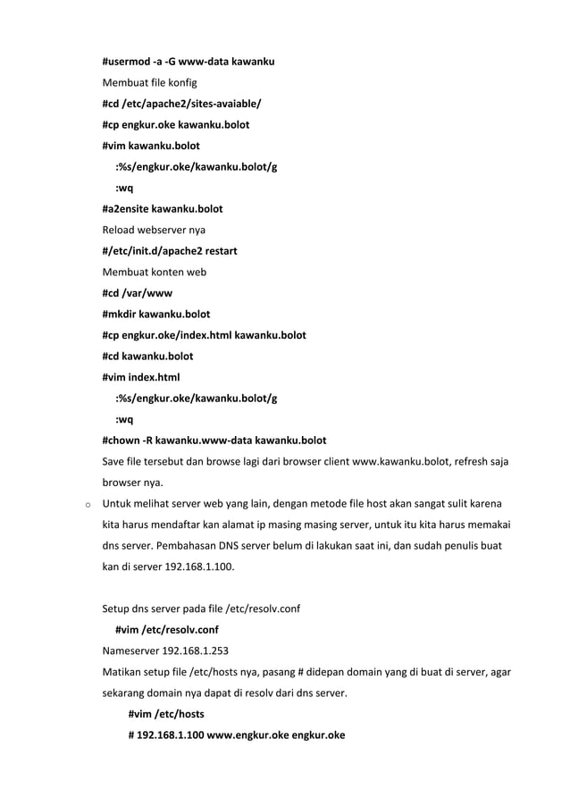 Tutorial instalasi ubuntu server 12.04, setting DNS server dan Web server | DOCX
