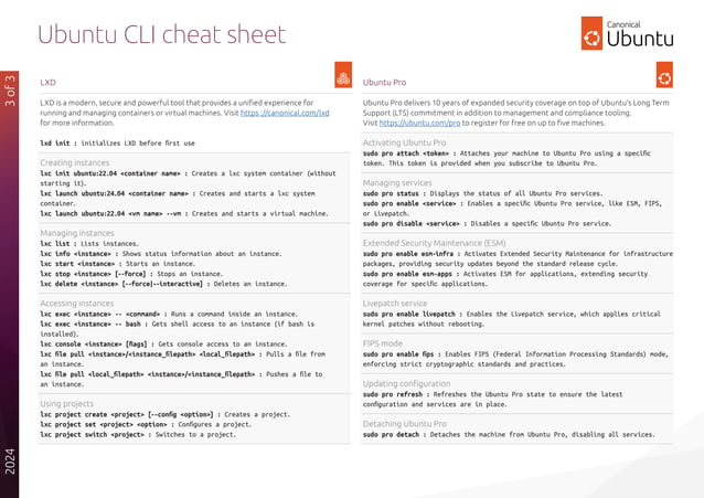 Ubuntu Server CLI cheat sheet 2024 v6.pdf | Operating Systems | Computer Software and Applications