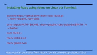 Ubuntu: Setup development environment for ruby on rails | PPT
