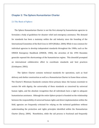 Sphere Humanitarian Standards for Shelter and Settlement Planning in ...