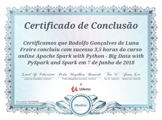 Certificado Udemy - Apache Spark com Python Big Data com PySpark e ...