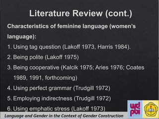 Language and Gender in The Context Of Gender Construction In Miss ...