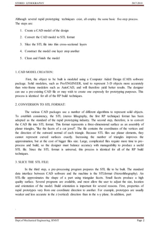 report on stereoithographty | PDF