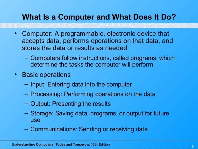 Understanding Computers: Today and Tomorrow, 13th Edition Chapter 1