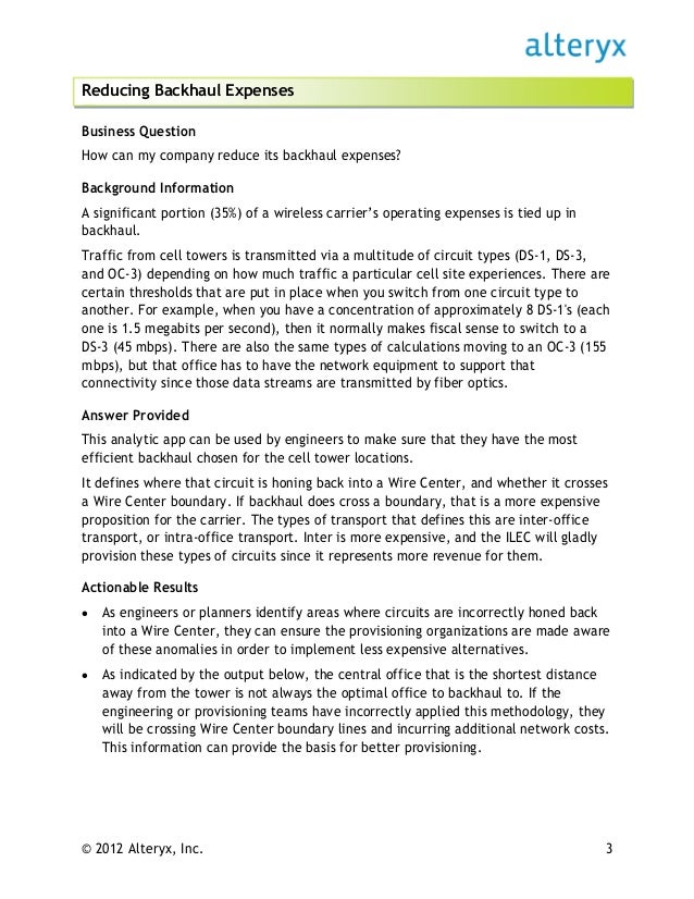 Alteryx Telco Use Cases