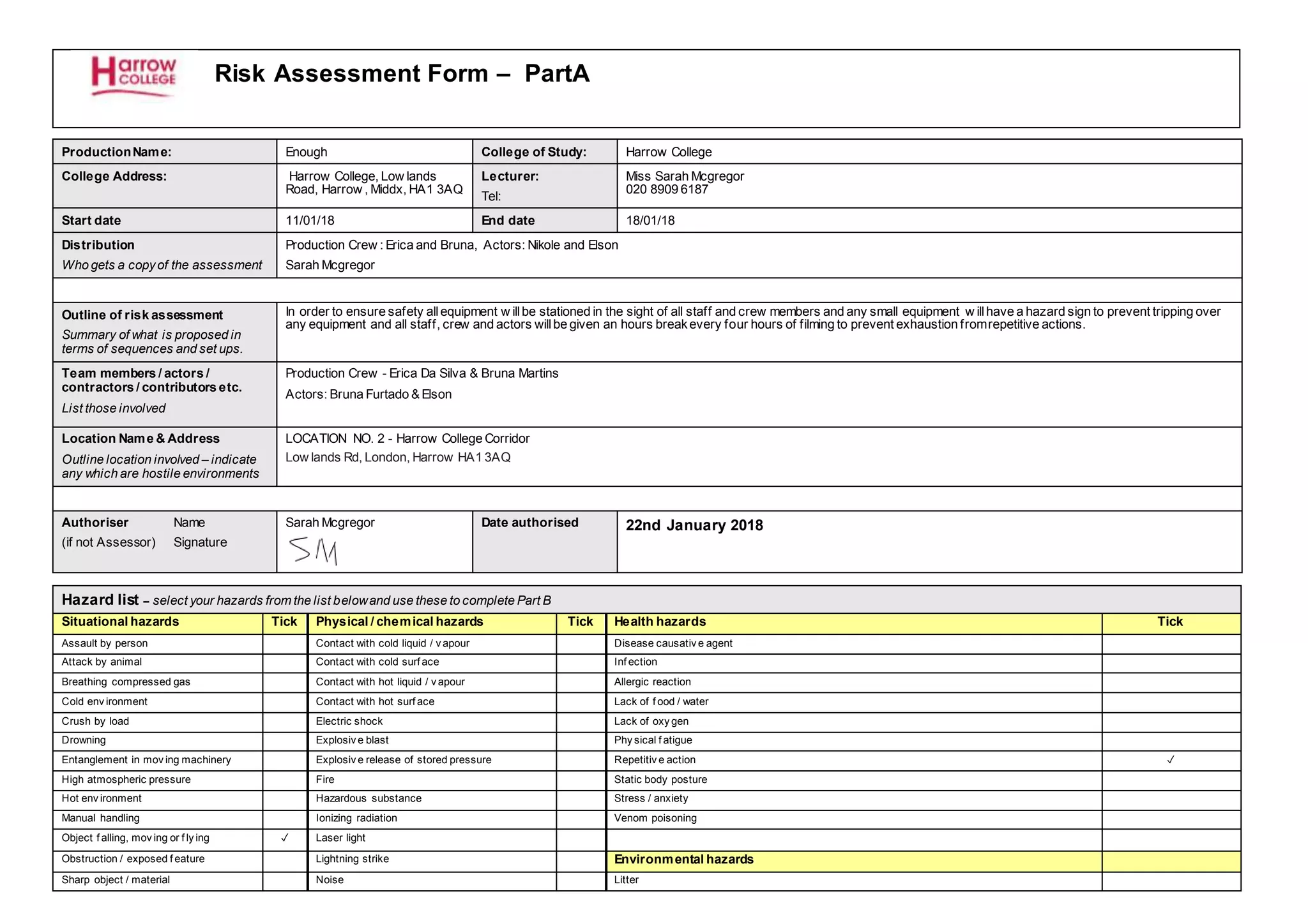 Corridor of risk assessment | PPT