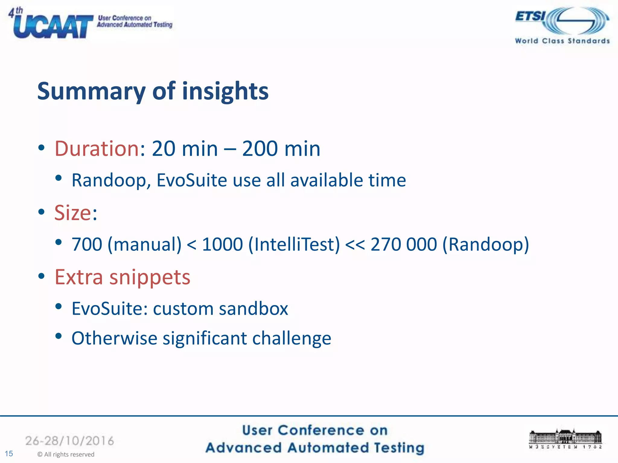 Evaluating Code Based Test Generator Tools Ppt