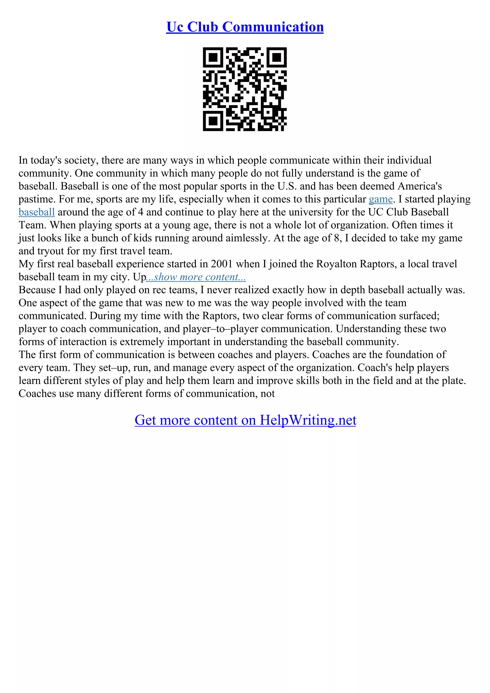 Uc Application Essay Example | PDF | Baseball | Sports