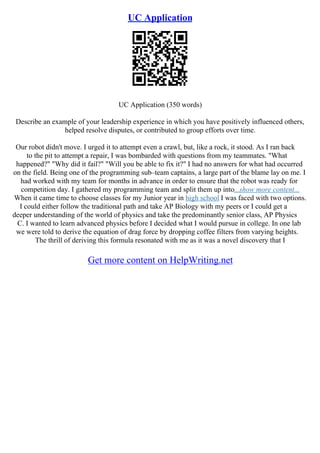 Uc Application Essay Example | PDF | Baseball | Sports