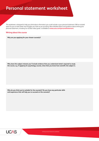 Ucas personal-statement-worksheet | PDF