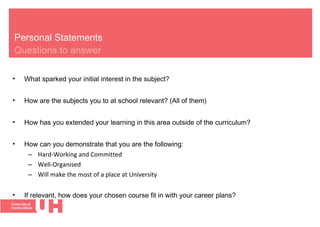 UCAS Application And Personal Statement Oct 09 | PPT