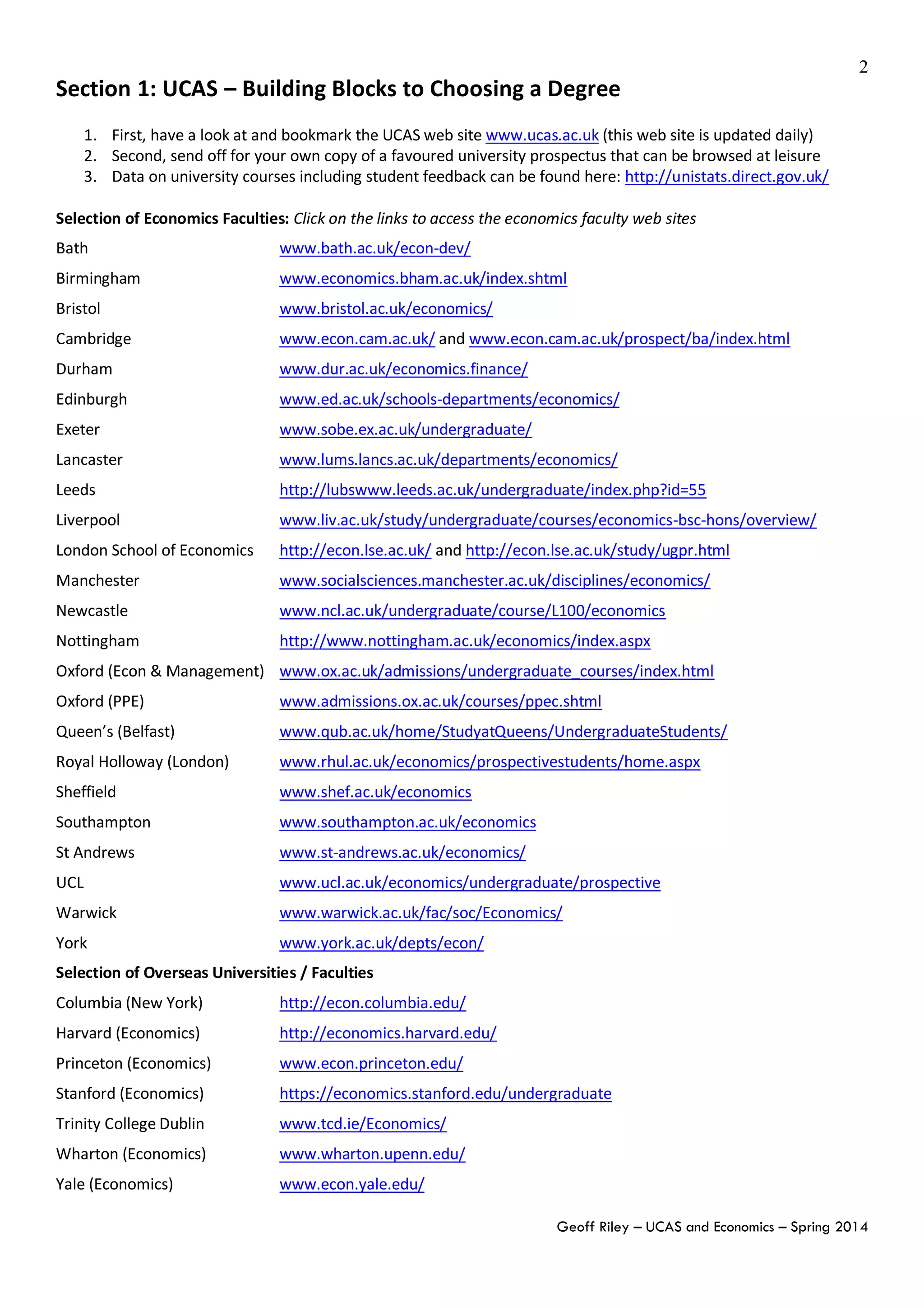 Geoff Riley UCAS Economics Guide June 2014 | PDF