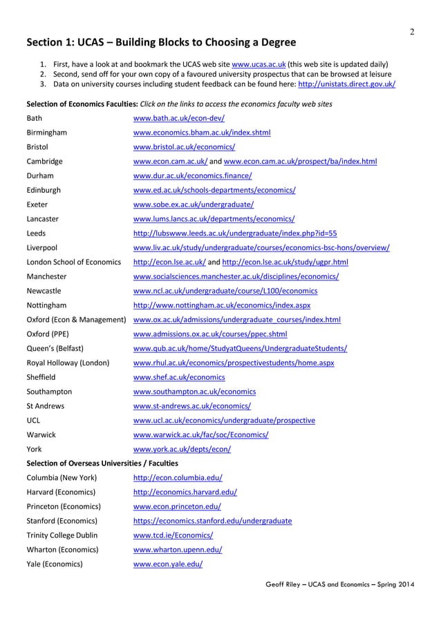 Geoff Riley UCAS Economics Guide June 2014 | PDF | Undergraduate ...