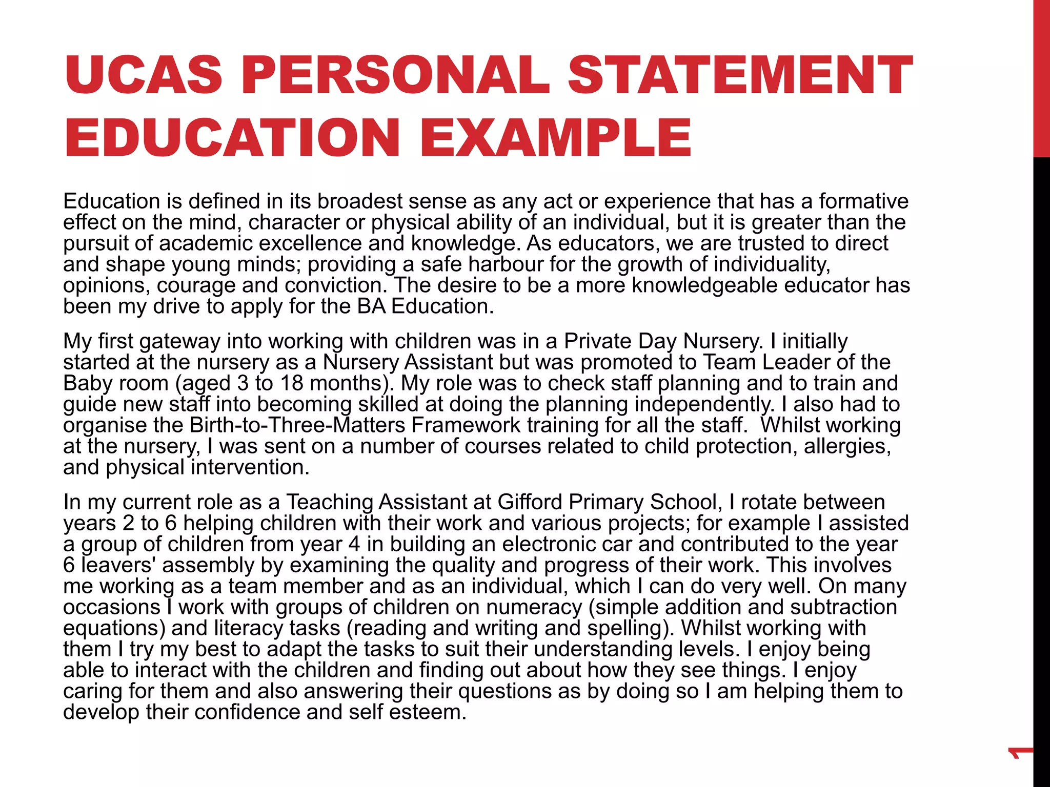 UCAS personal statement_Education example | PPTX