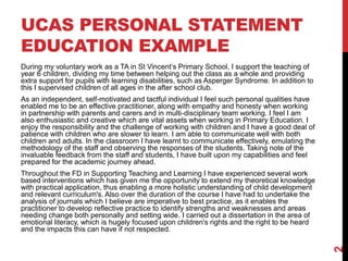 UCAS personal statement_Education example | PPT