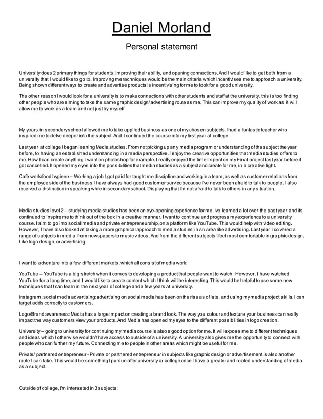 Ucas Personal Statement | PDF