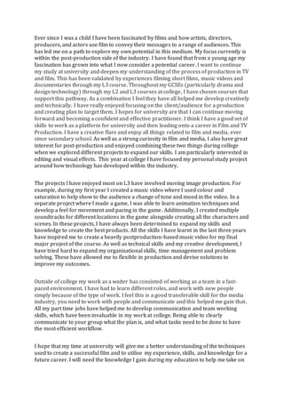 Ucas personal statement | DOCX | Video Production | Content Production