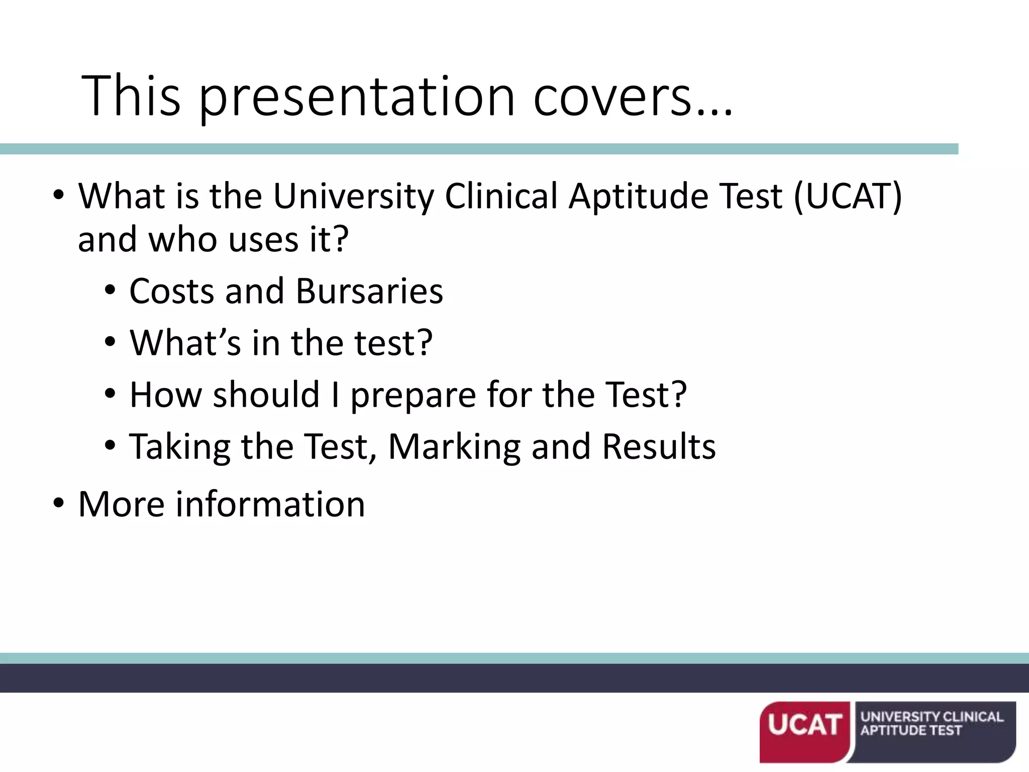 UCAT introduction - Parts and formats | PPTX