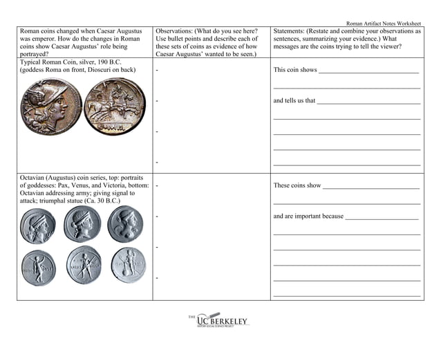 Ucbhssp roman artifact notes worksheet | PPT
