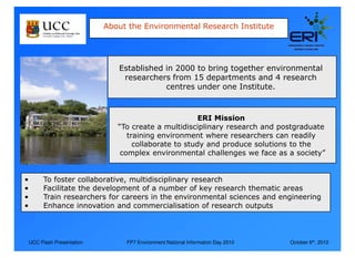 UCC Environmental Research Institute: Overview and Contact Points | PDF ...