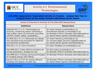 UCC Environmental Research Institute: Overview and Contact Points | PDF ...