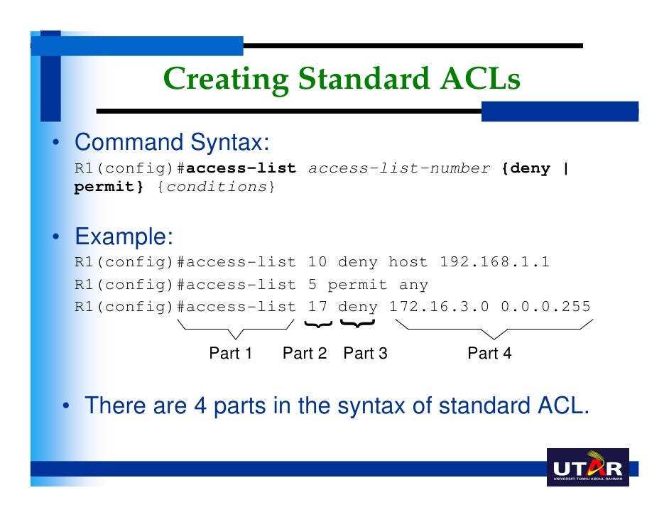 Uccn1003 May09 Lect09 Access Control List Acl