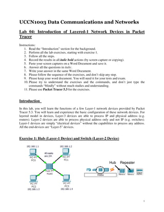 Uccn1003 -may10_-_lab_04_-_intro_to_layer-1_network_devices-updated_30_june2010-2 | PDF