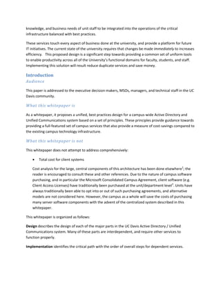 UC Davis Active Directory Unified Communications Design Whitepaper | PDF