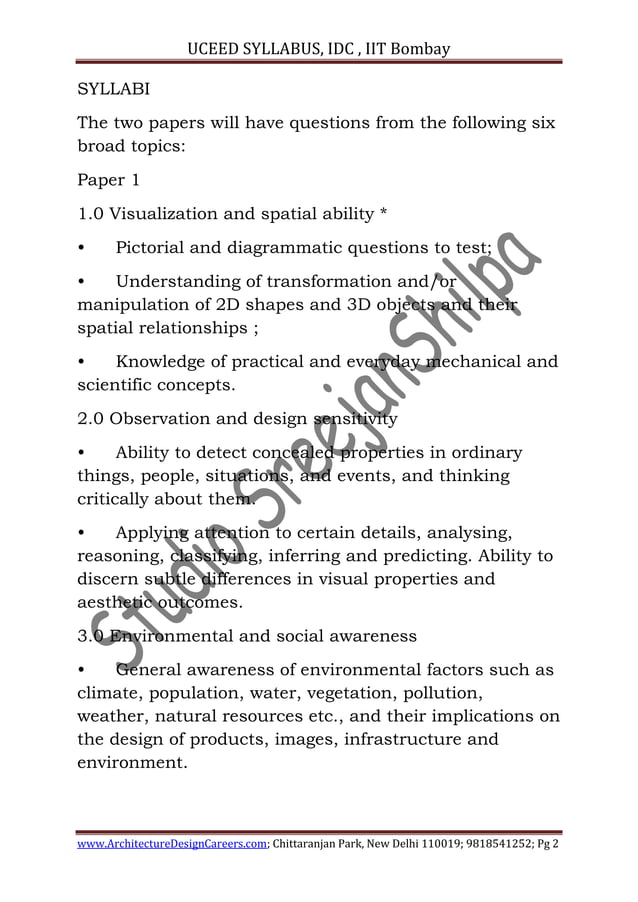 Uceed syllabus | PDF