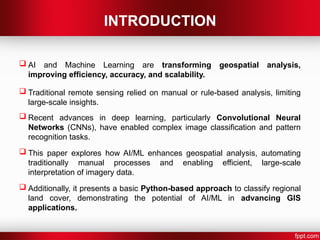 Artificial intelligence and Machine learning in remote sensing and GIS | PPTX