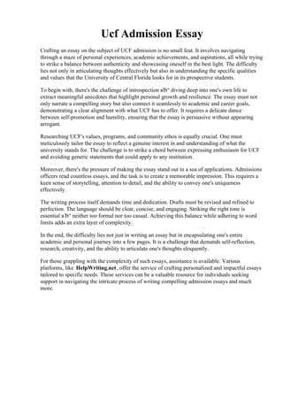 Ucf Admission Essay. Fascinating Ucf Application Essay Thatsnotus | PDF