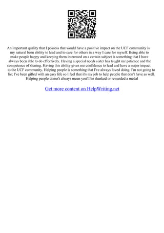 Ucf Application Essay | PDF