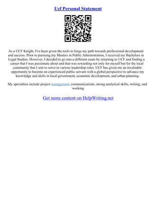 Ucf Application Essay | PDF