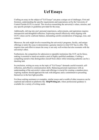 Ucf Essays. Caldwell Community College and Technical Institute | PDF